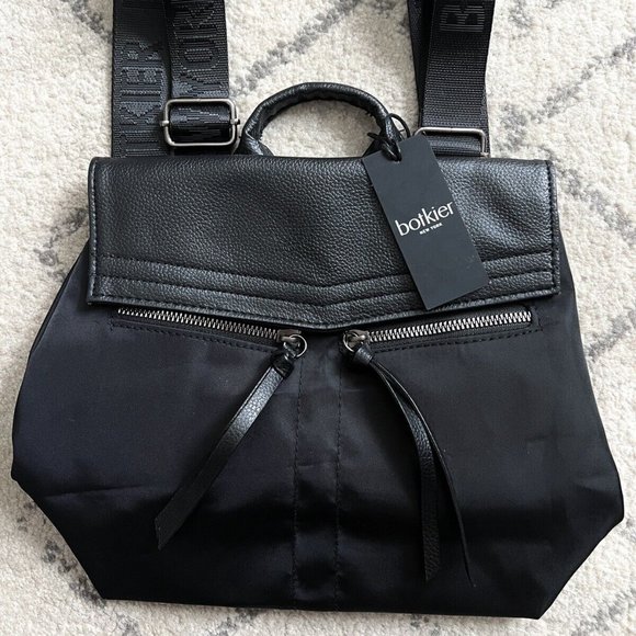 Botkier | Bags | Botkier Trigger Mini Black Vegan Leather Trim Nylon ...